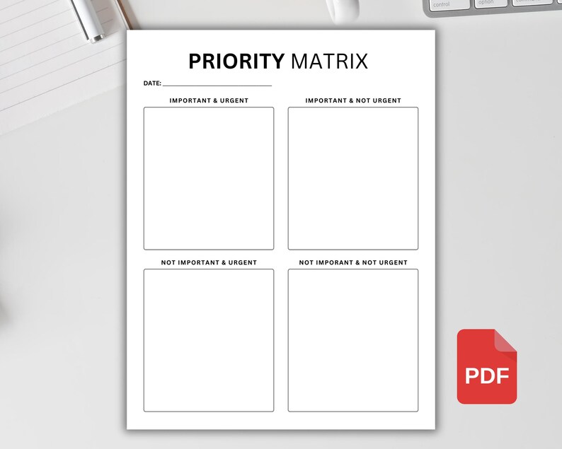 Priority Matrix Printable | Task & Time Management Template | Task ...