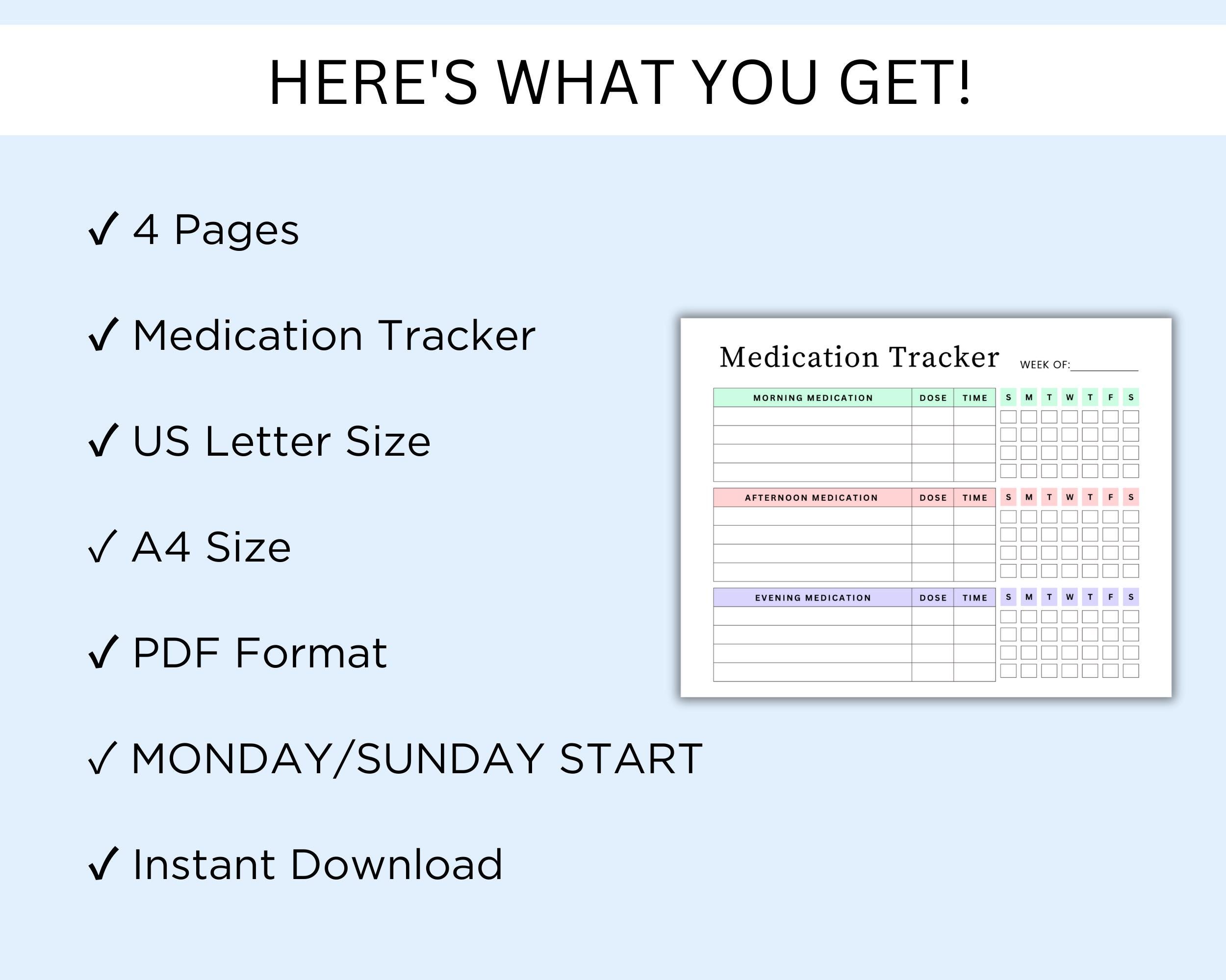 Medication Tracker. Medication Chart. Medication Log. Supplements ...