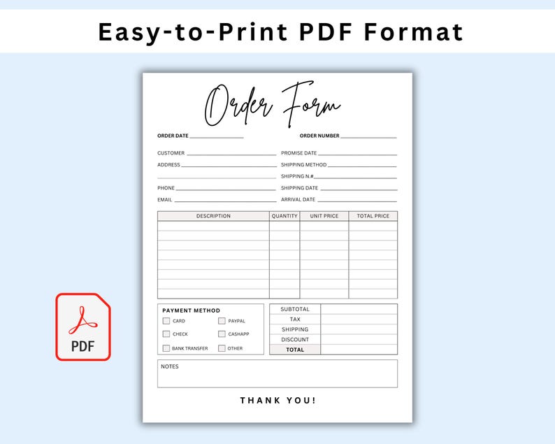 Editable Order Form Template: Printable Crafter's Order Sheet (canva ...