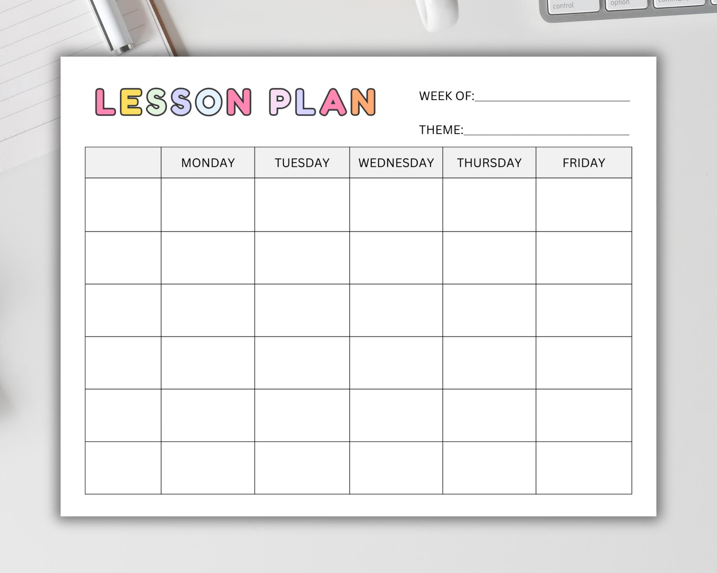 Printable Weekly Lesson Plan. Homeschool Teacher Planner. Daily Lesson ...