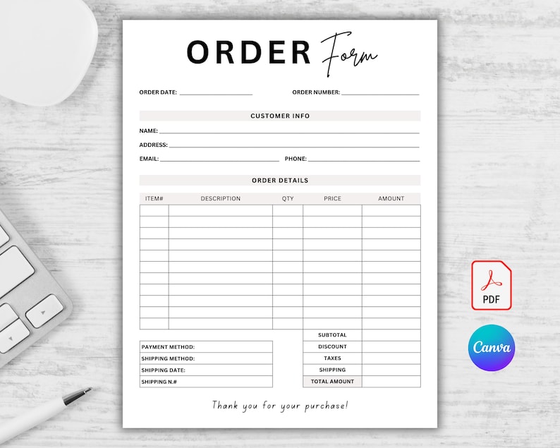 Order Form Template: Editable Small Business Purchase Form (canva ...