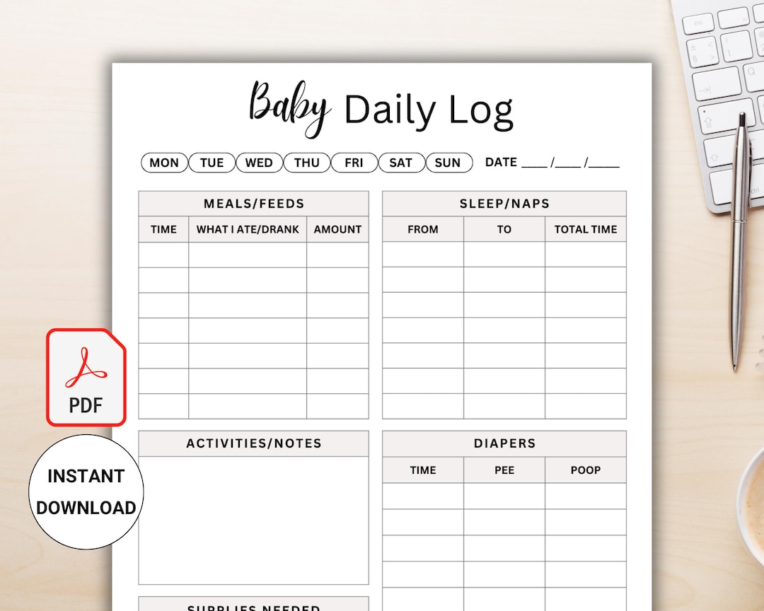 Baby Daily Log Printable, Infant Daily Log, Newborn Baby Tracker, Baby ...
