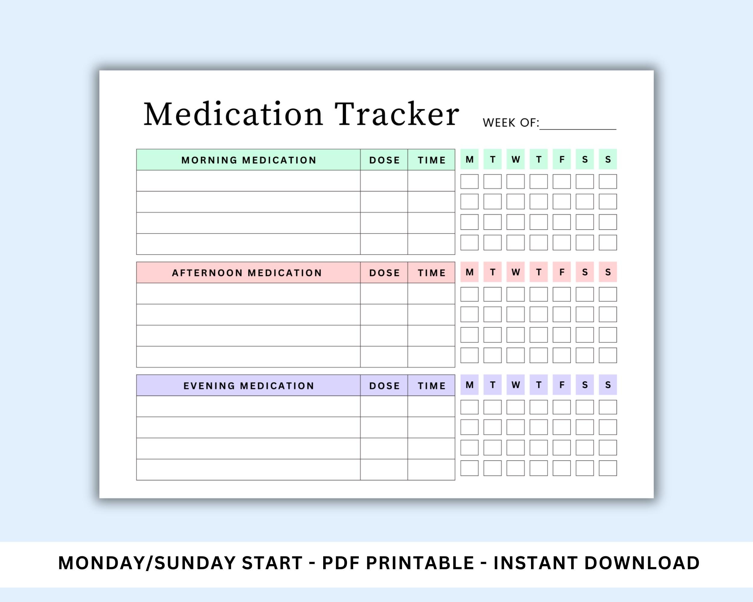 Medication Tracker. Medication Chart. Medication Log. Supplements ...
