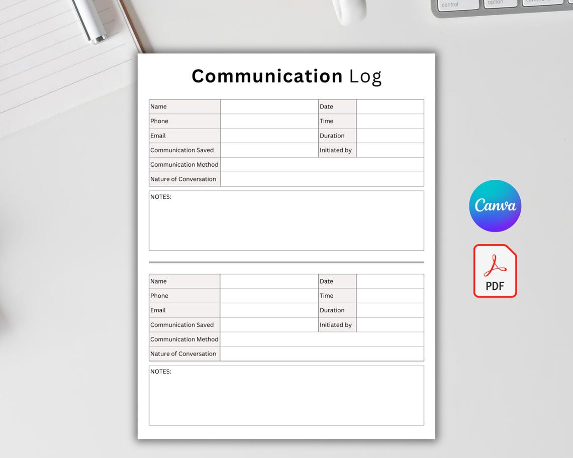 Parent Communication Log Template, Editable Call Log Tracker for ...