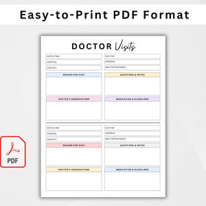 Doctor Visit Printable. Doctor Visit Notes. Health Planner Insert ...