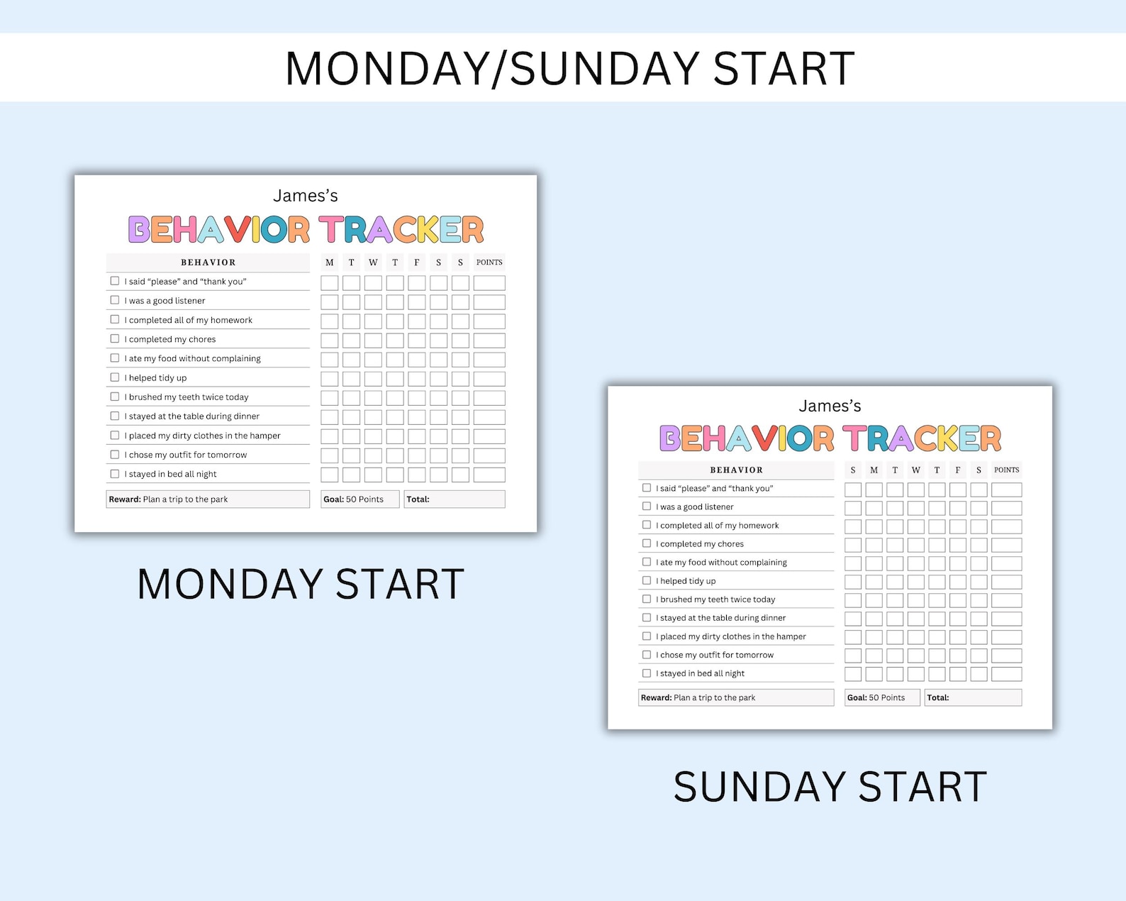 Behavior Tracker for Kids Printable. Good Behavior Chart. Behavior ...