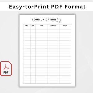 Communication Log Printable. Teacher Communication Log. Call Log PDF ...