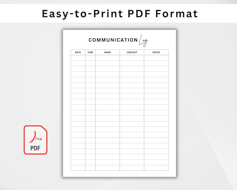 Communication Log Printable. Teacher Communication Log. Call Log PDF ...