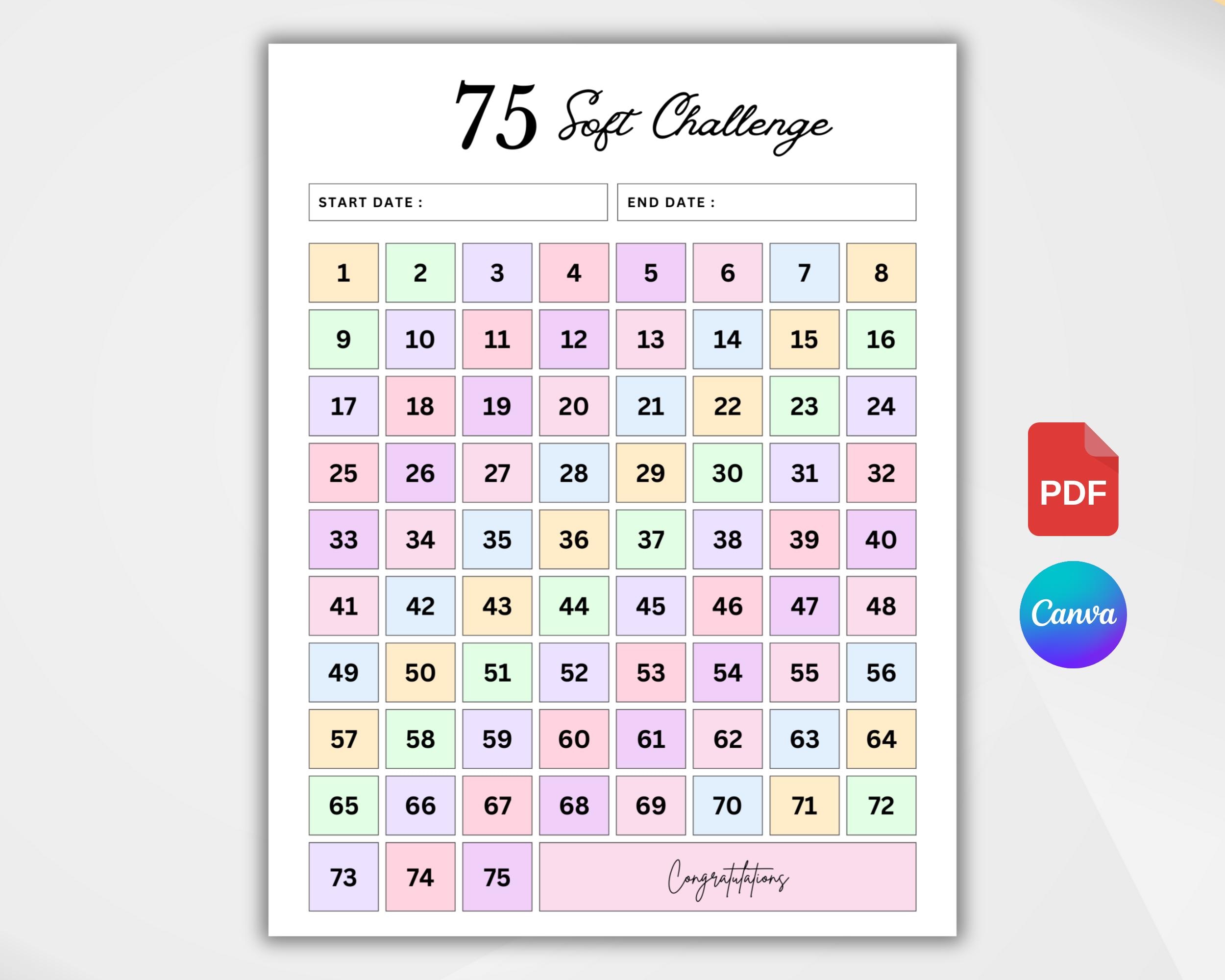 75 Soft Challenge Tracker | Wellness & Fitness Goal Journal | 75 Day ...