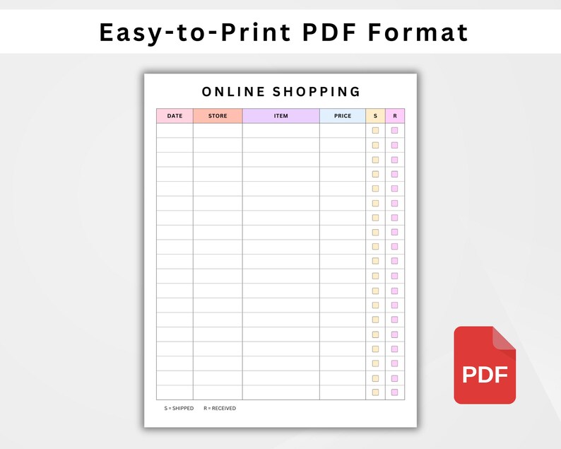 4 Online Purchases Tracker Printable. Online Shopping Tracker. Order ...