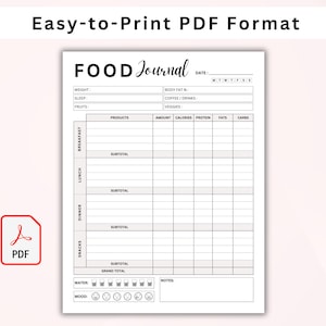 Daily Food Diary. Food Journal. Daily Calorie Tracker. Calorie Counting ...
