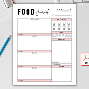 Daily Food Diary Printable. Food Journal. Calorie Tracker. Calorie ...