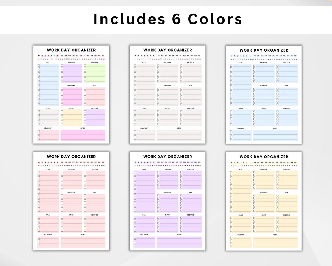 Work Day Schedule Template Printable. Daily Productivity Planner. Work ...