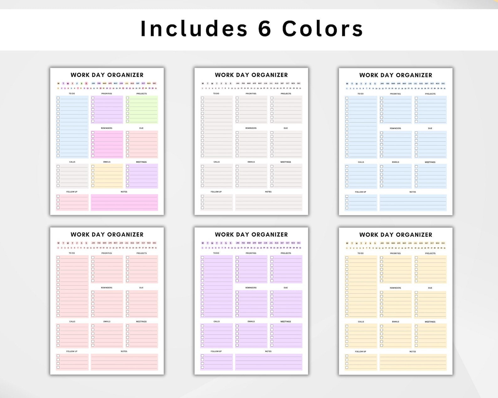 Work Day Schedule Template Printable. Daily Productivity Planner. Work ...