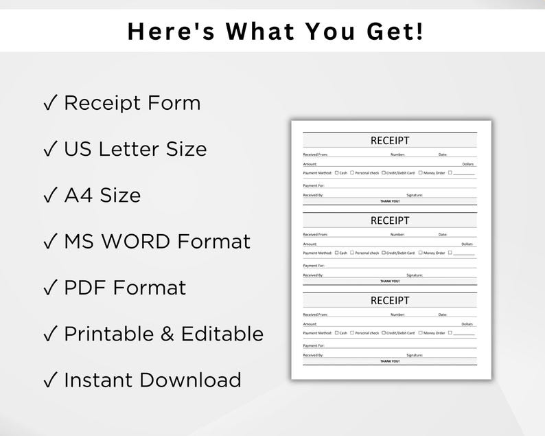 Receipt Template | Printable & Editable Receipt Form | Payment Receipt ...