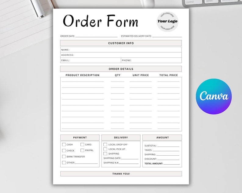 Editable Order Form. Small Business Order Forms. Crafters Order Form ...