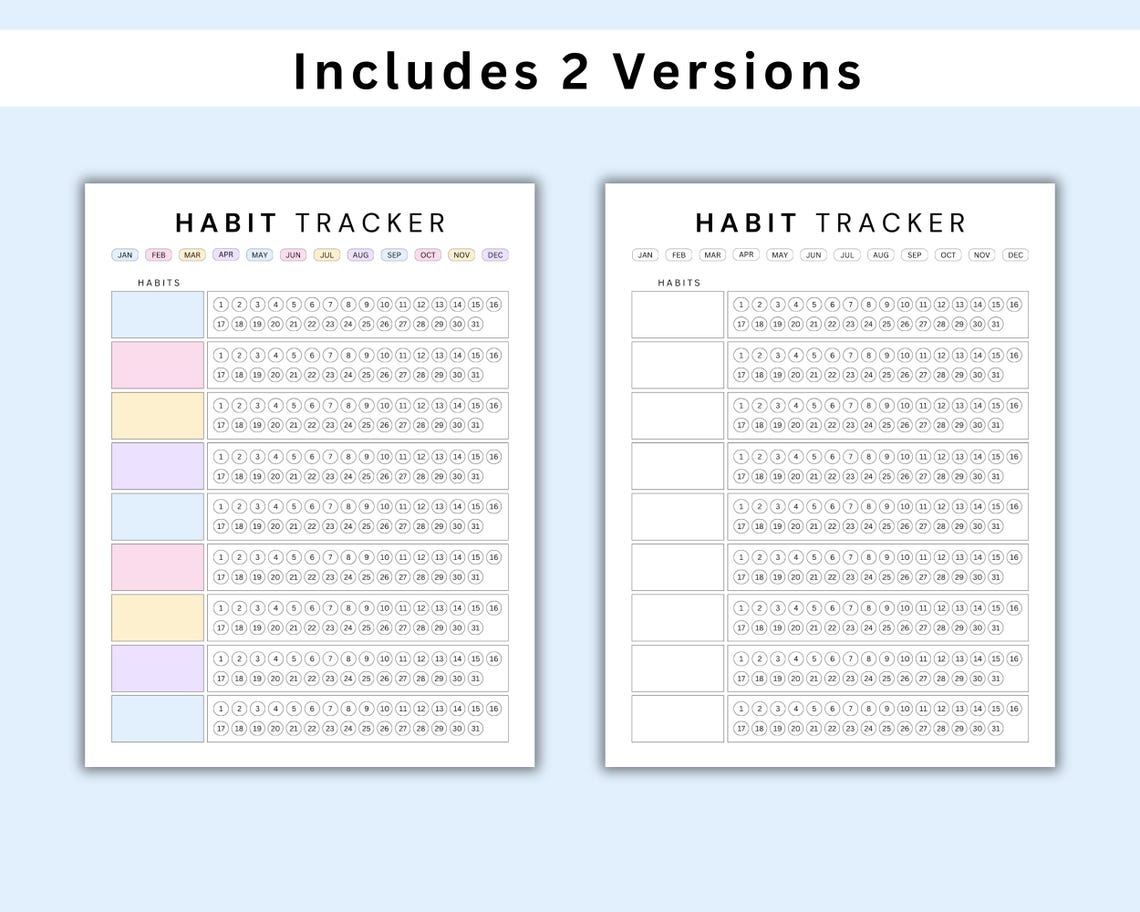 Daily Habit Tracker Printable, Routine Tracker, Everyday Habit Tracker ...