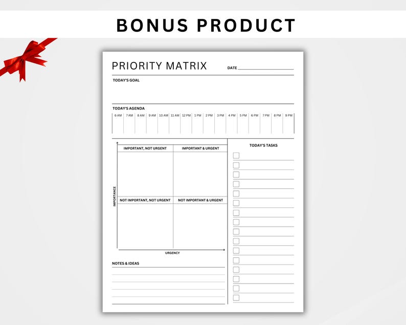 Printable Priority Matrix | Decision Matrix & Productivity Planner ...