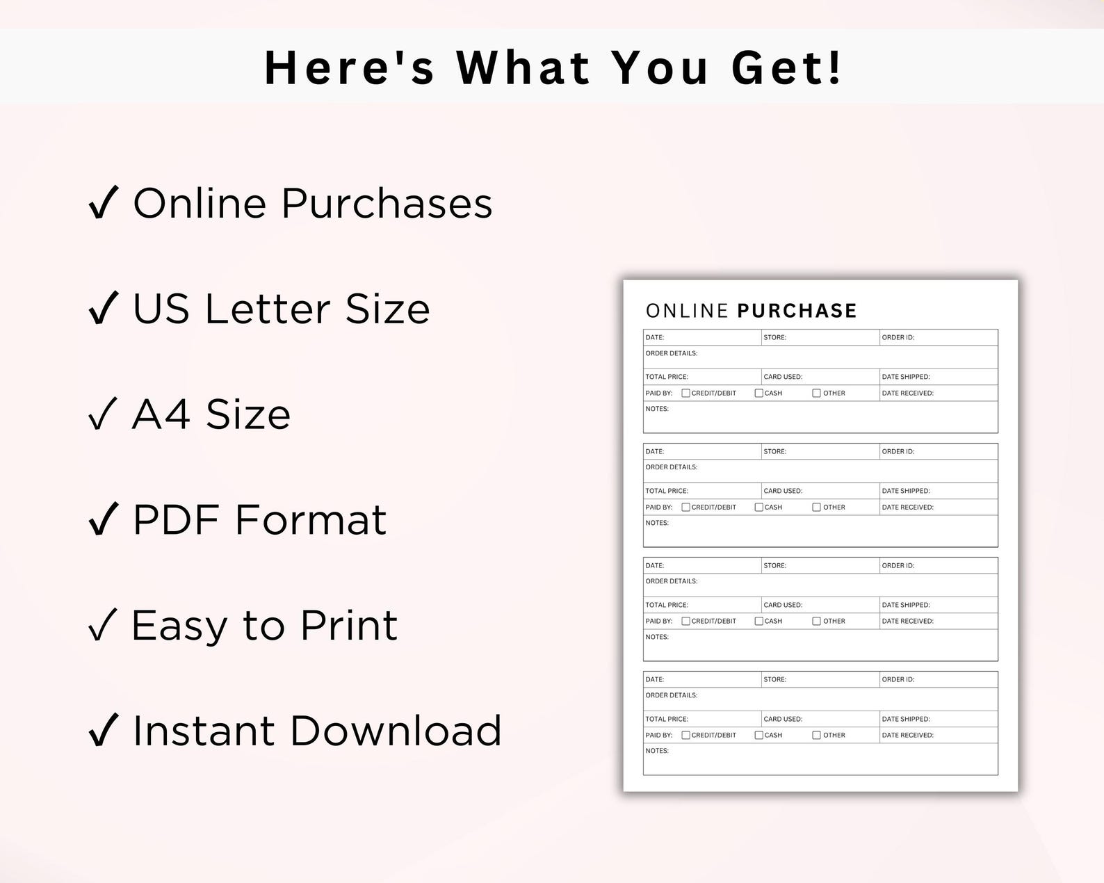 Online Purchases Tracker Printable. Online Shopping Tracker. Order Tracker Template. Shopping ...