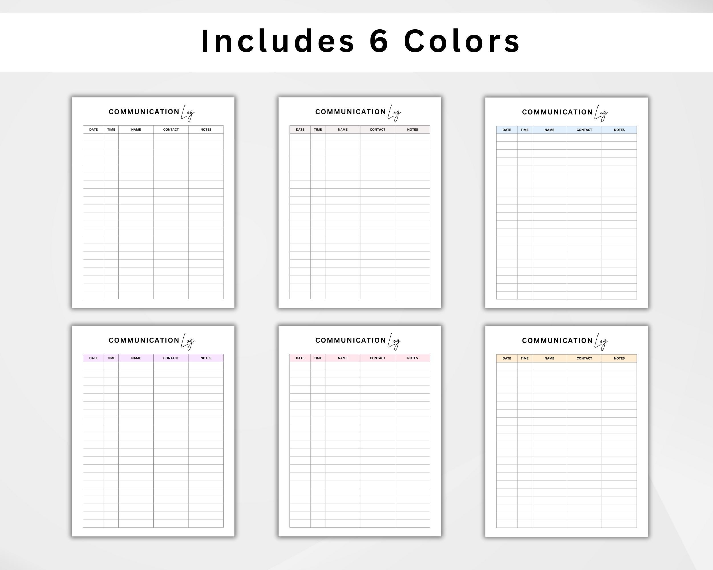 Communication Log Printable. Teacher Communication Log. Call Log PDF ...