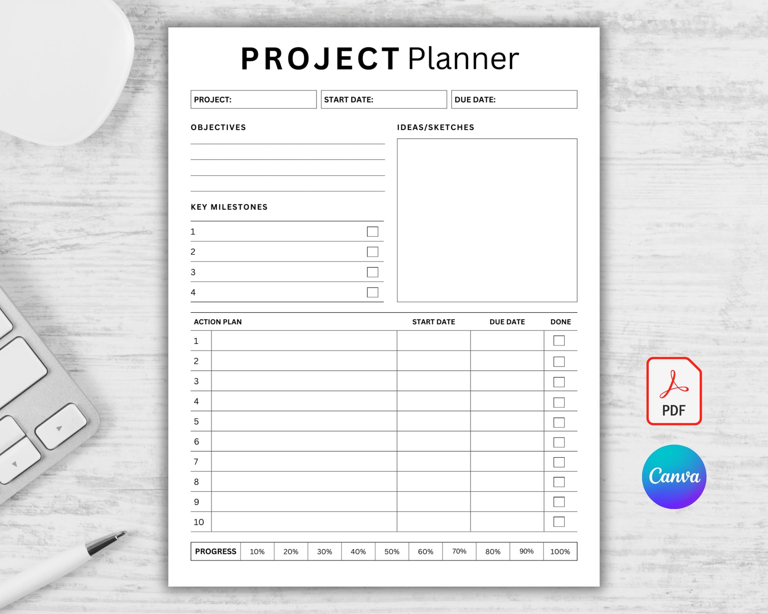 Printable Project Planner. Project Planning Templates. Work Project ...
