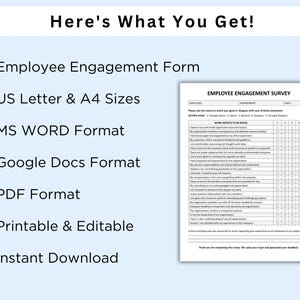 Printable Employee Engagement Survey Template | HR Survey Form ...