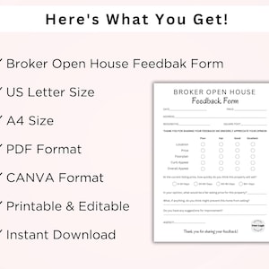 EDITABLE Broker Open House Feedback Form. Printable Real Estate Agent ...