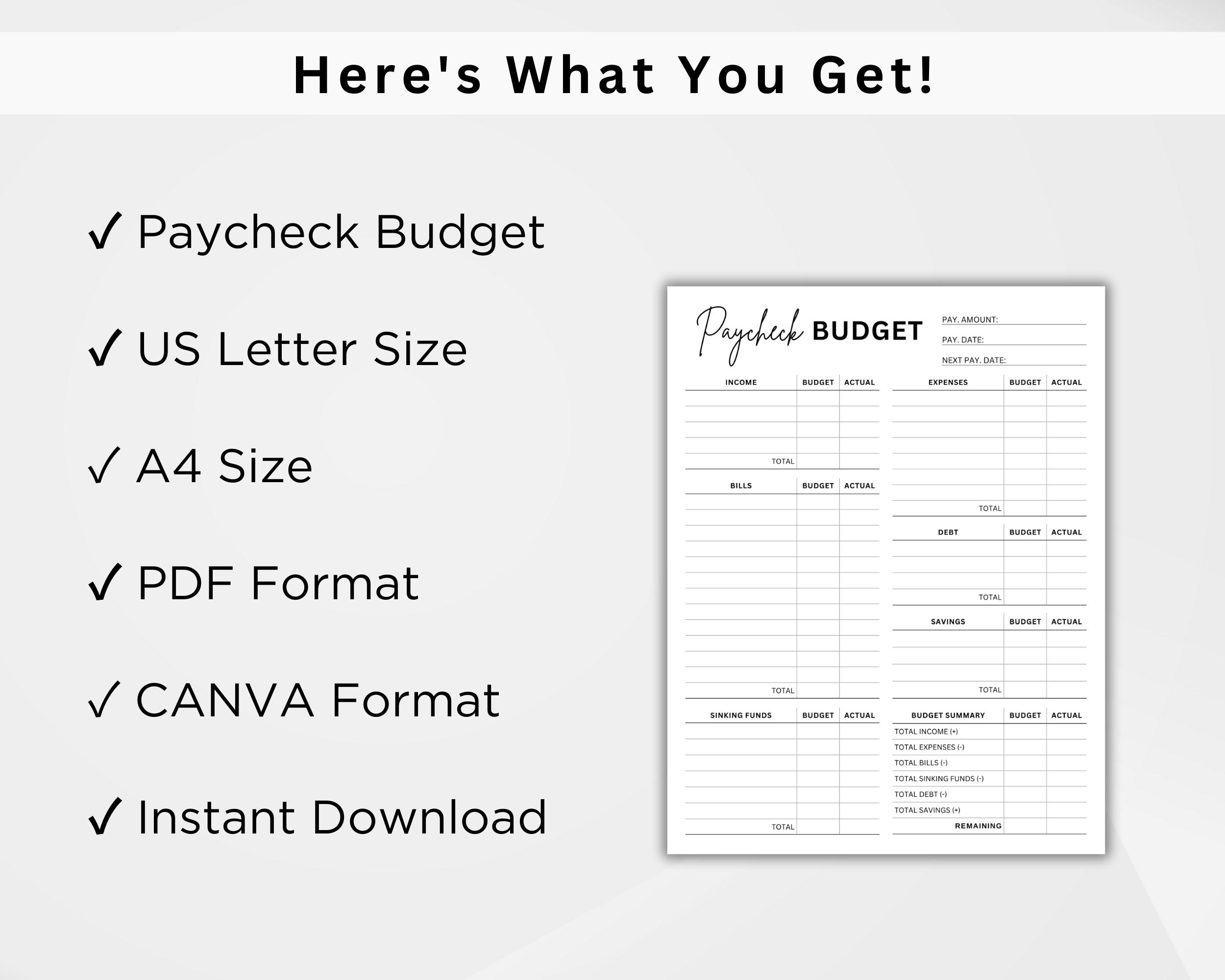 Budget by Paycheck Template. Paycheck Budget Planner. Monthly Budget ...