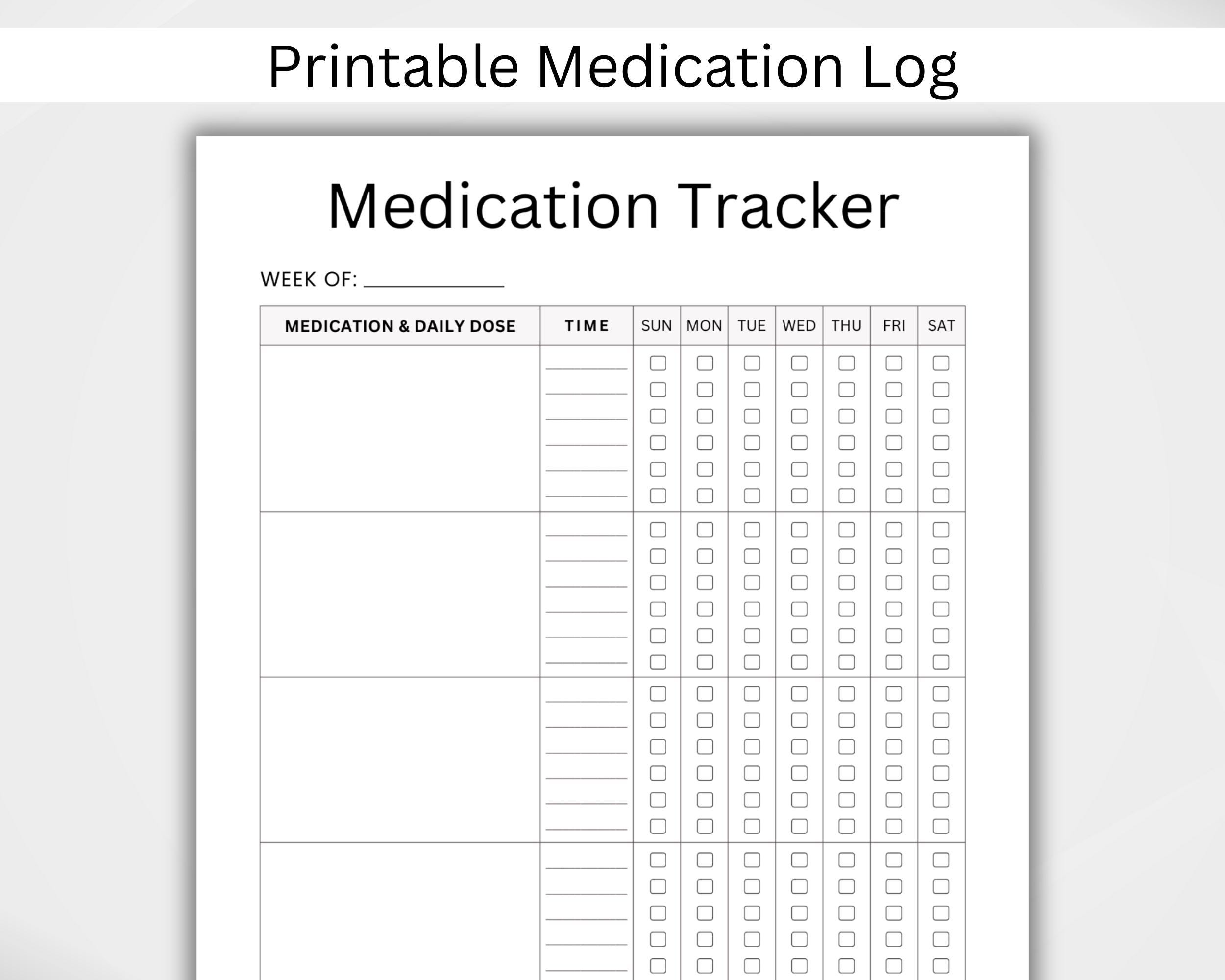 Printable Medication Log. Medication Tracker. Medication Intake ...