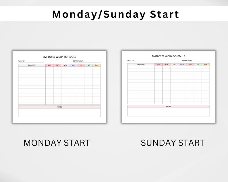 Employee Work Schedule. Printable Employee Time Sheet. Employee Weekly ...