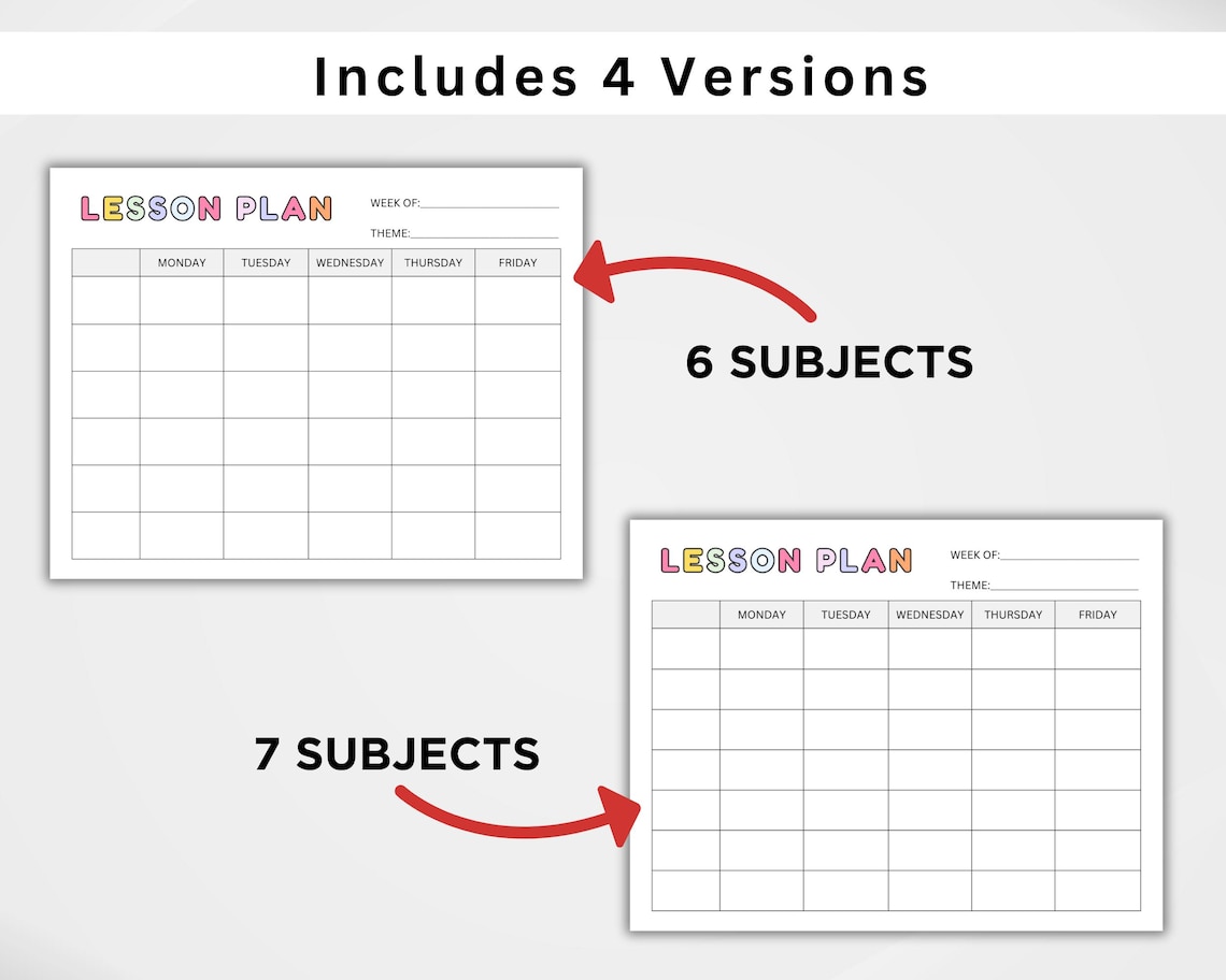 Printable Weekly Lesson Plan. Homeschool Teacher Planner. Daily Lesson ...