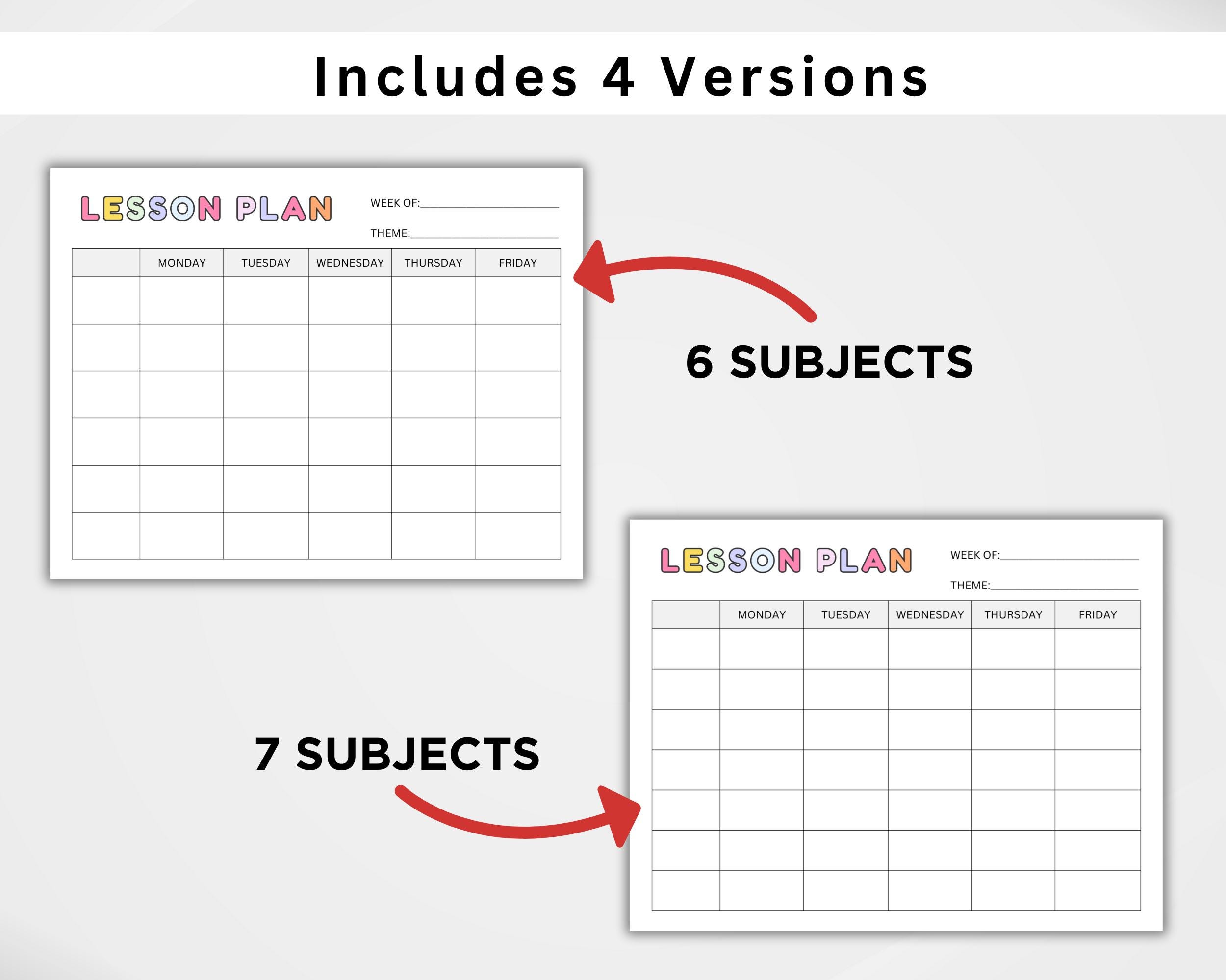 Printable Weekly Lesson Plan. Homeschool Teacher Planner. Daily Lesson ...