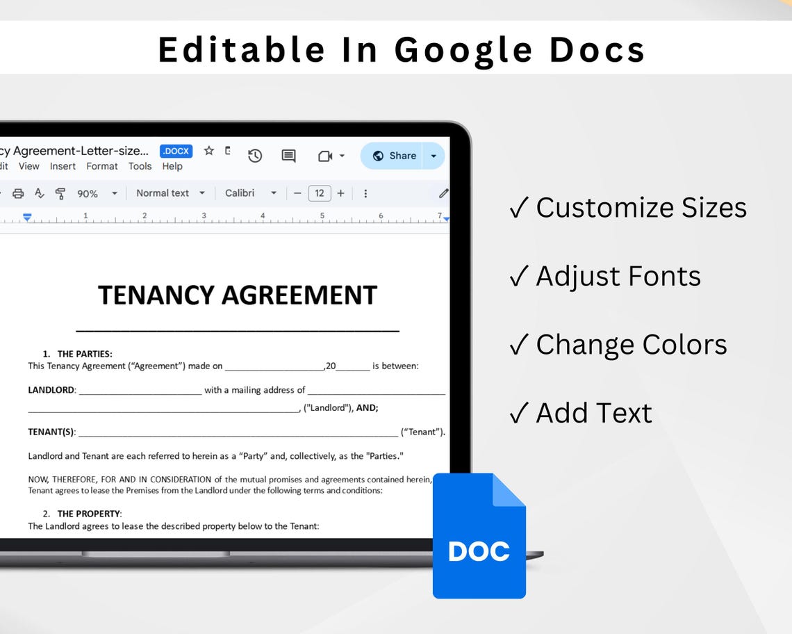 Simple Tenancy Agreement Template. Rental Agreement Printable. Tenancy ...