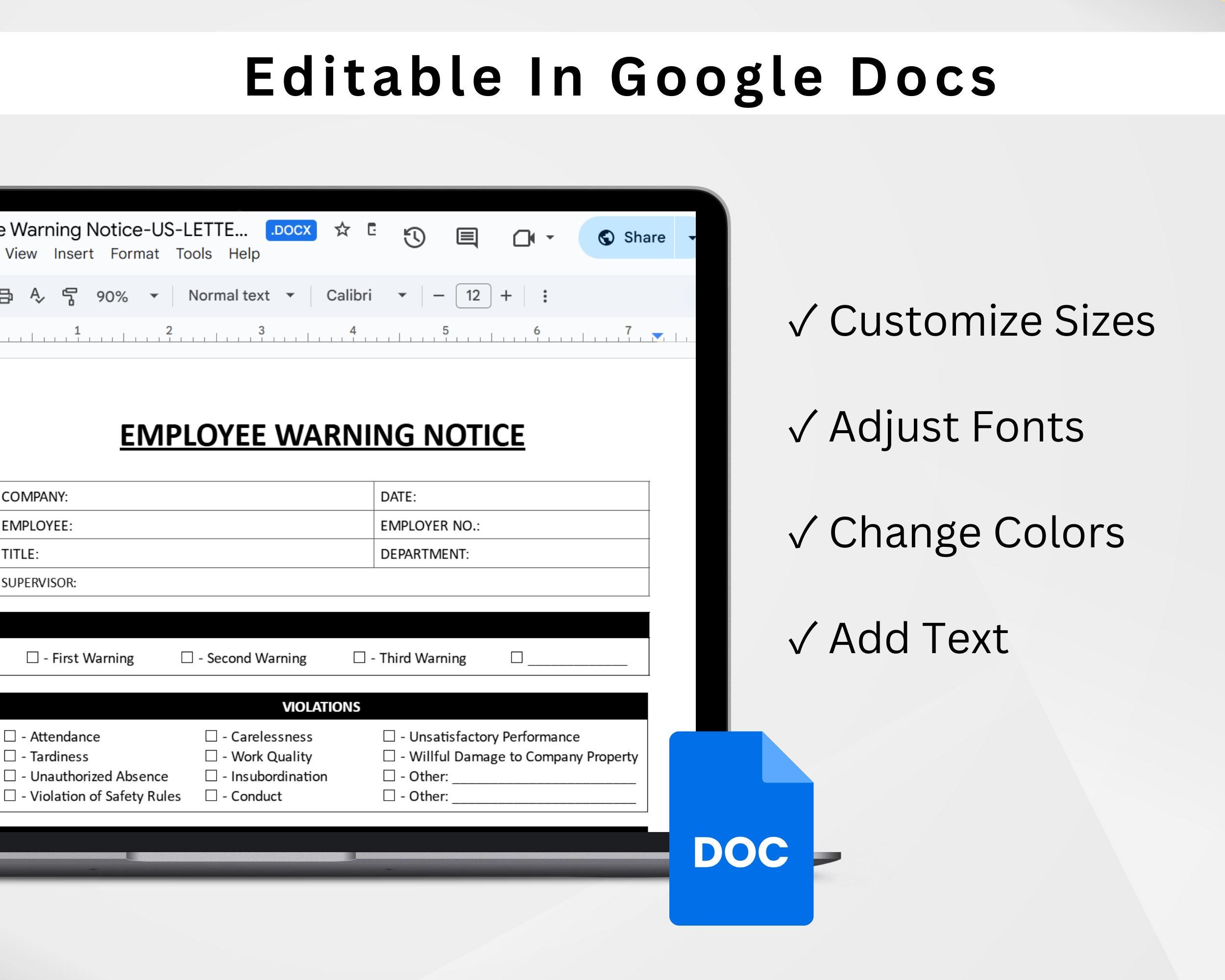 Employee Warning Notice Editable, Employee Write up & Discipline Form ...
