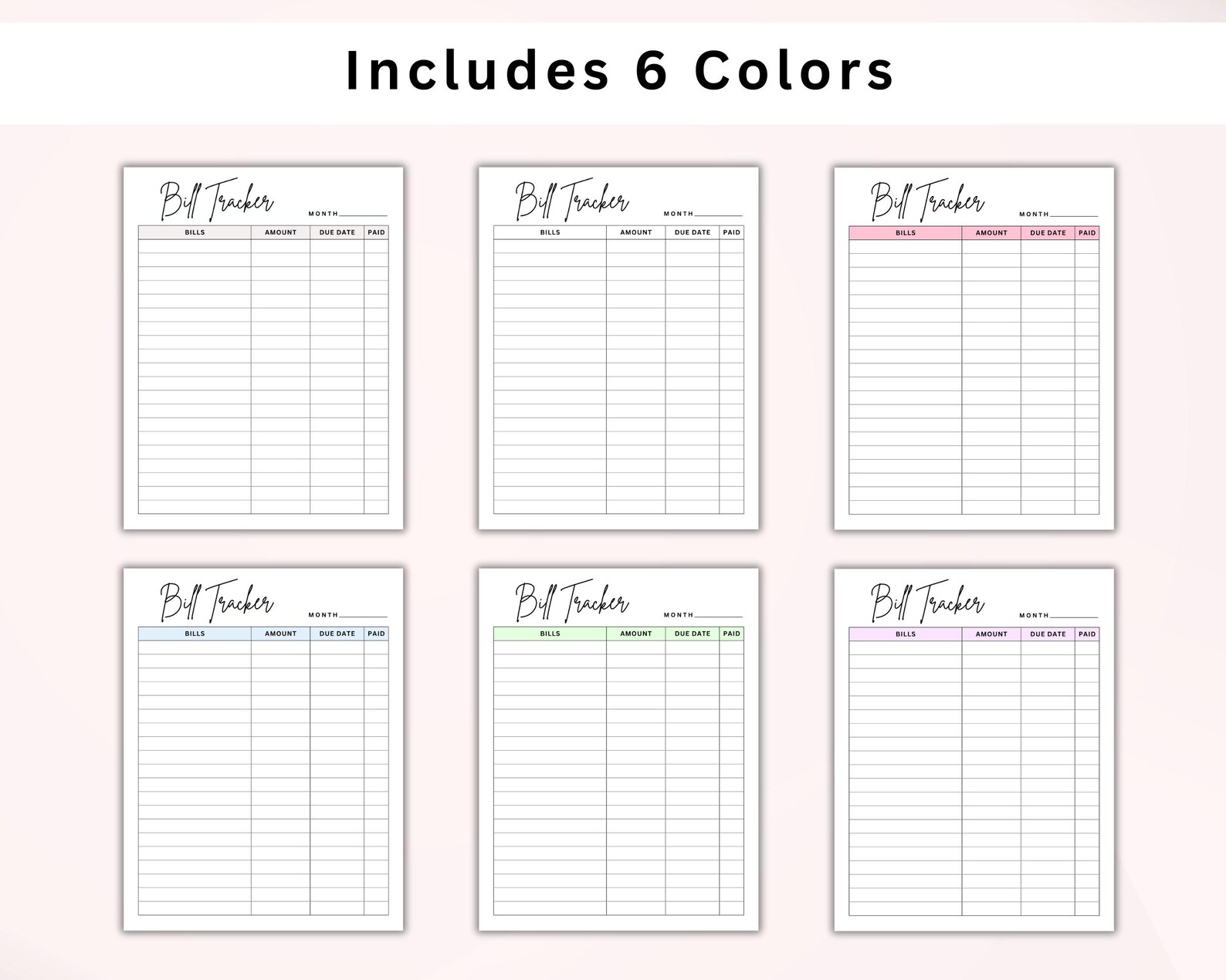 Editable Bill Tracker. Monthly Bill Log. Bill Planner. Bill Payment ...