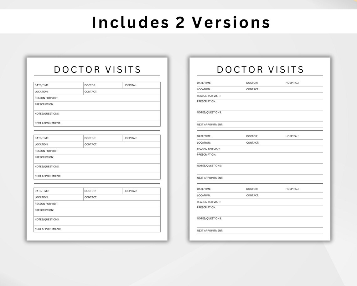 Doctor Visit Tracker. Doctor Visits Log. Health Consultation Record ...