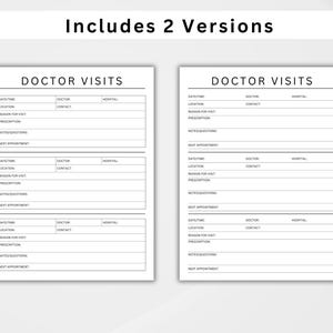Doctor Visit Tracker. Doctor Visits Log. Health Consultation Record ...