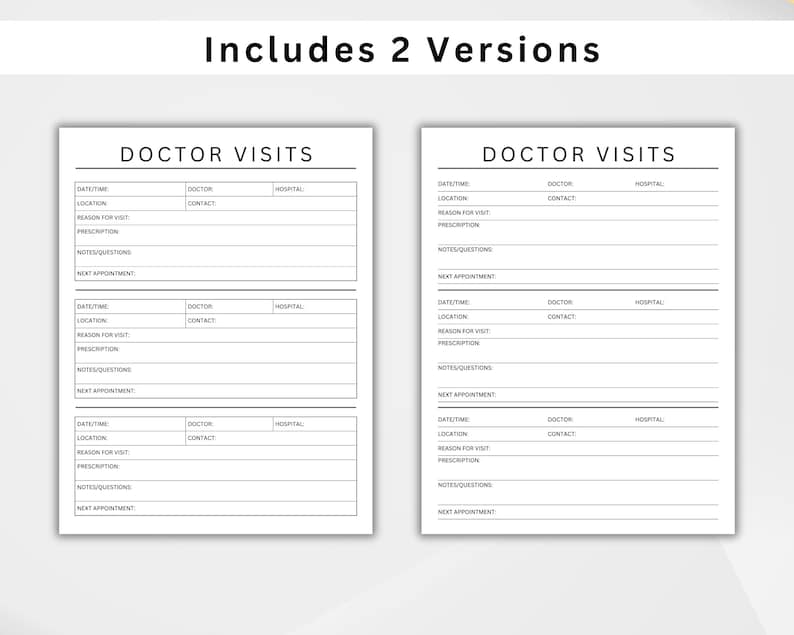 Doctor Visit Tracker. Doctor Visits Log. Health Consultation Record ...