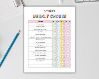 Editable Weekly Chore Chart – Kids Weekly Responsibility Chart ...