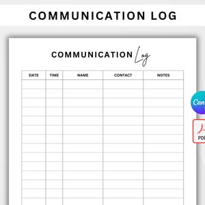 Communication Log Printable. Teacher Communication Log. Call Log PDF ...