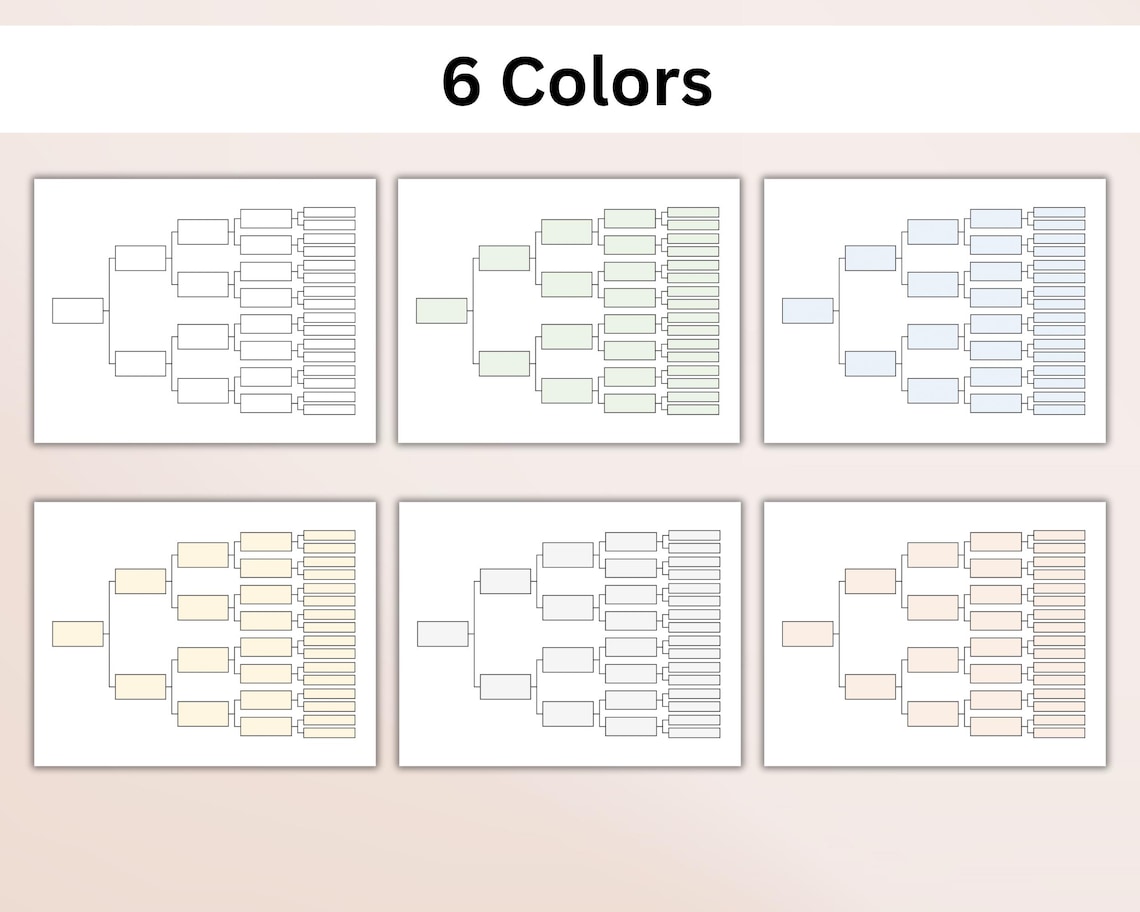 Family Tree Chart 5 Generations Printable. Editable Family Tree Template. Digital Pedigree Chart ...