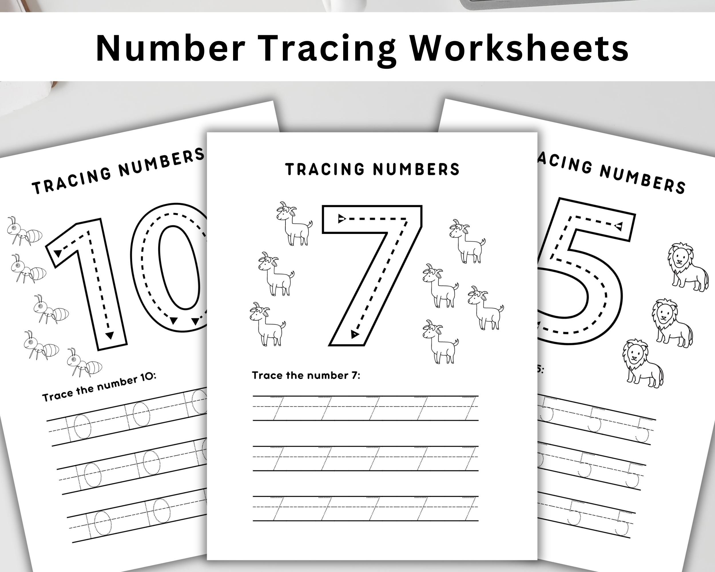 Printable Number Tracing Worksheets Traceable Numbers Preschool ...