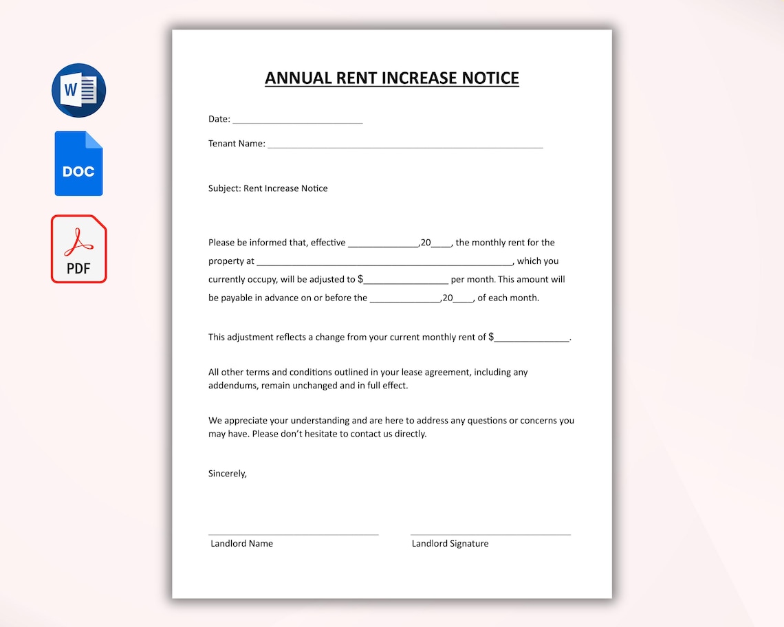 Rental Increase Notice PRINTABLE. Rental Increase Form. Rental Increase ...