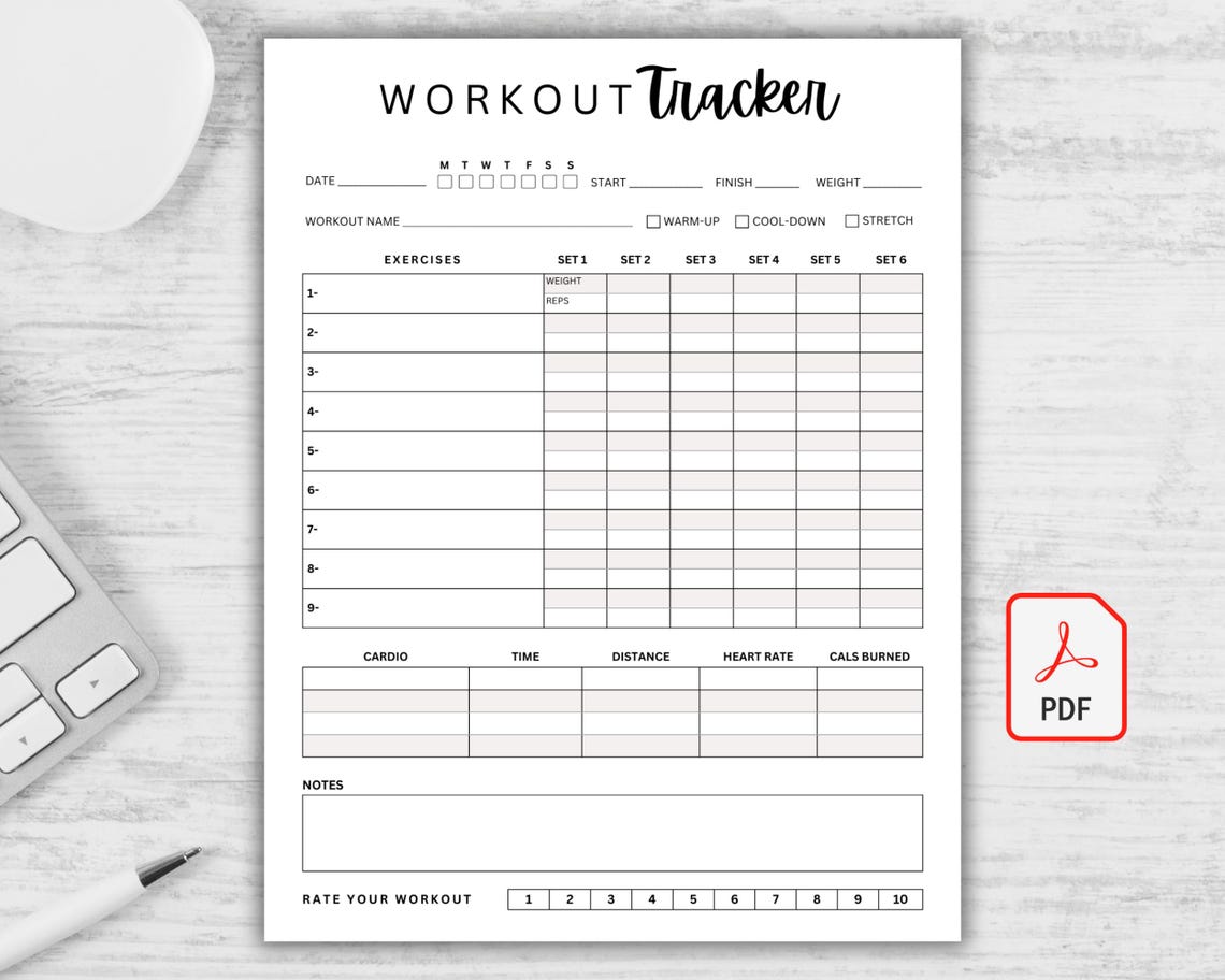Workout Tracker. Exercise Tracker. Fitness Log. Daily Exercise Log ...