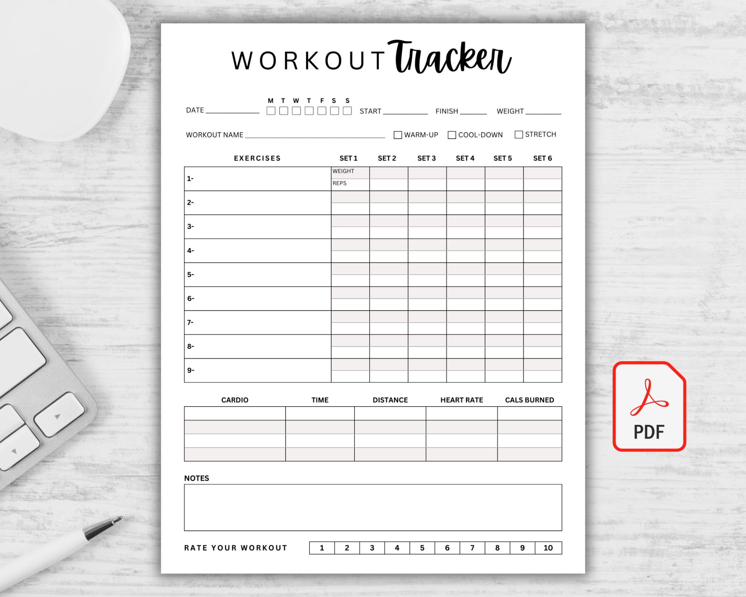 Workout Tracker. Exercise Tracker. Fitness Log. Daily Exercise Log ...