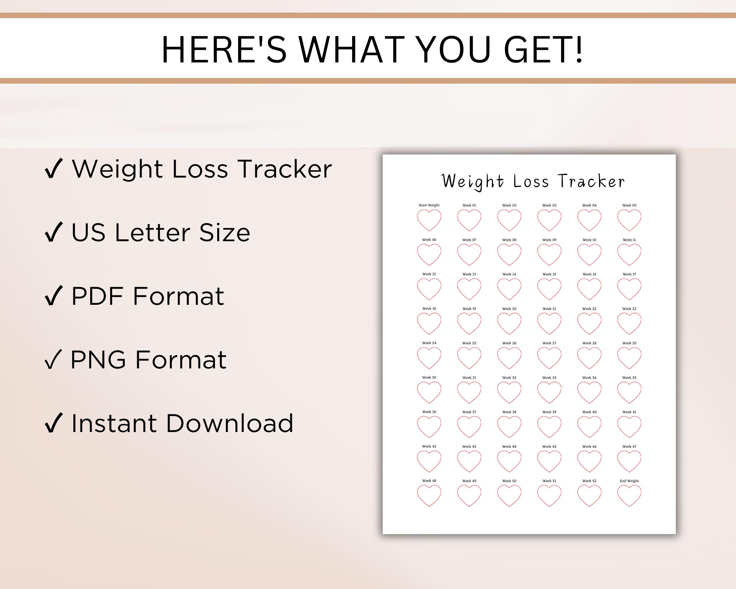 52 Week Weight Tracker Printable. Weight Loss Tracker. Weight Log ...