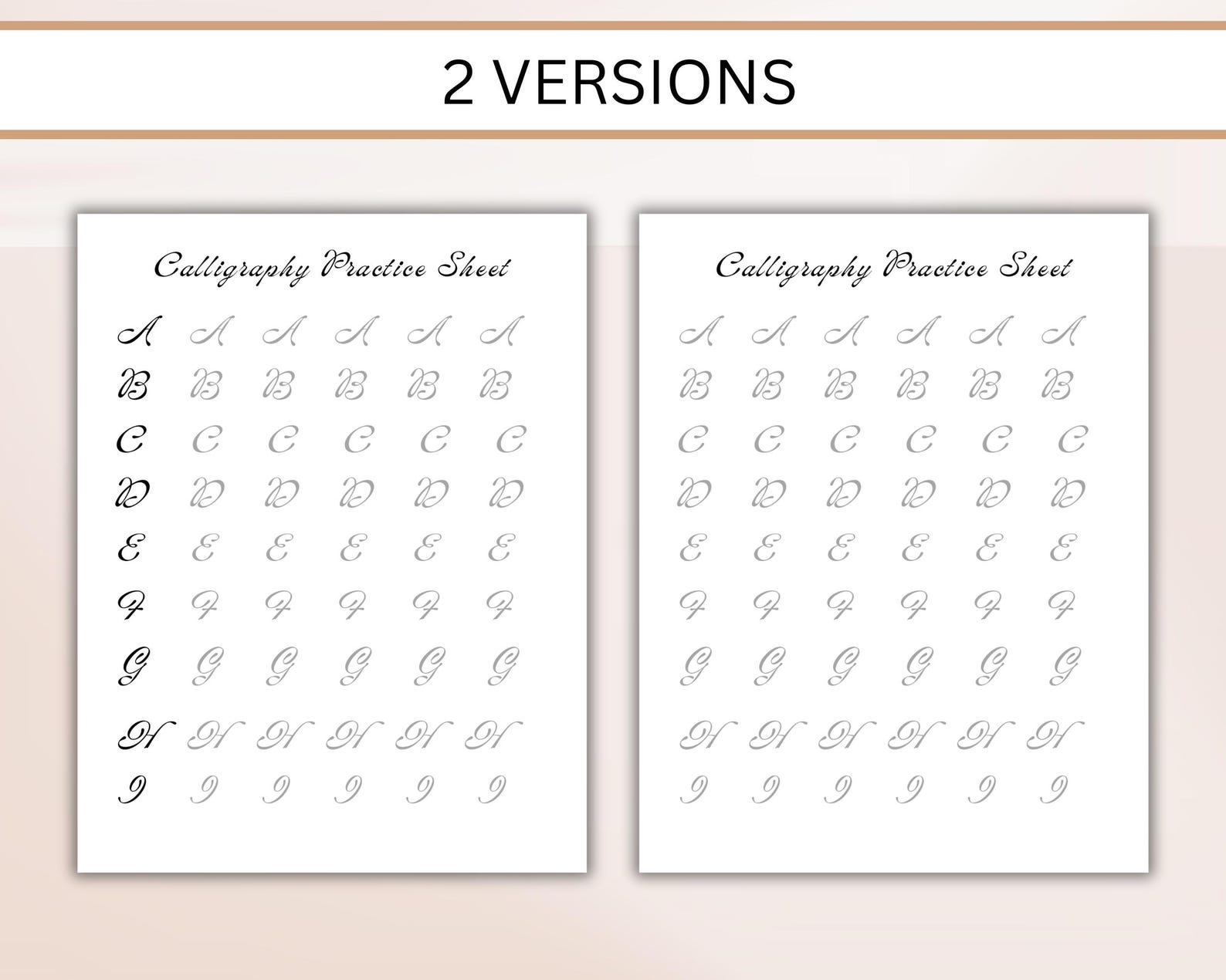 Calligraphy Worksheets. Printable Calligraphy Practice Sheets Template ...