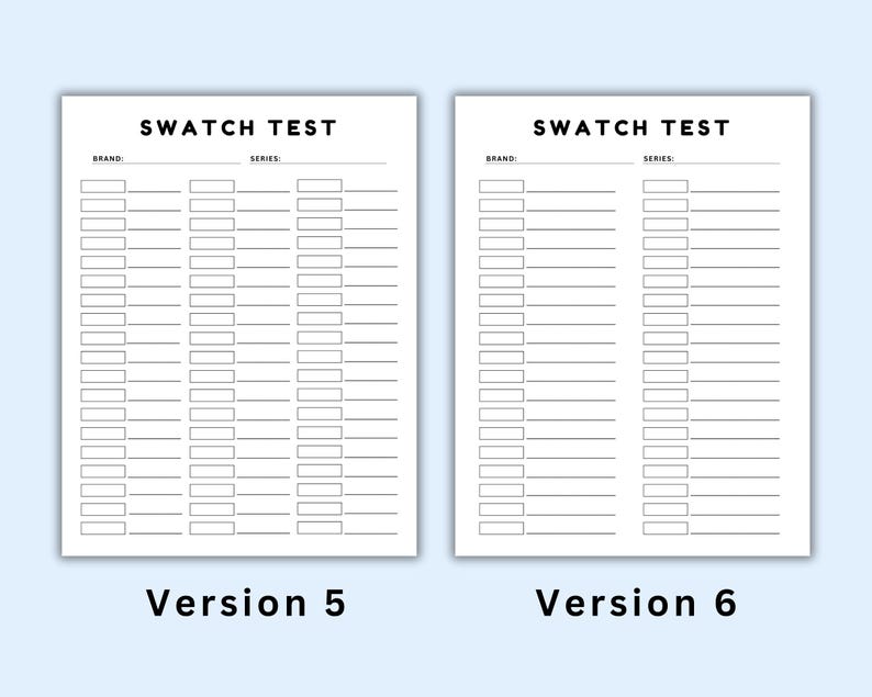 Blank Color Swatch Charts, Swatch Test Template, Color Test, Color ...