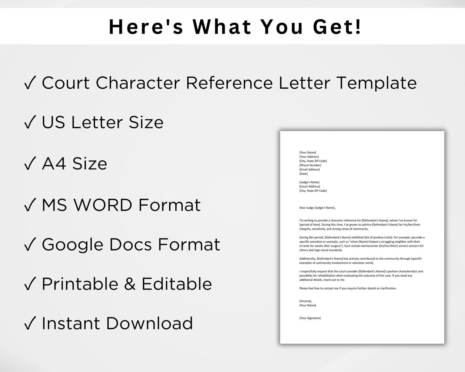 Court Character Reference Letter Template. Court Character Letter ...