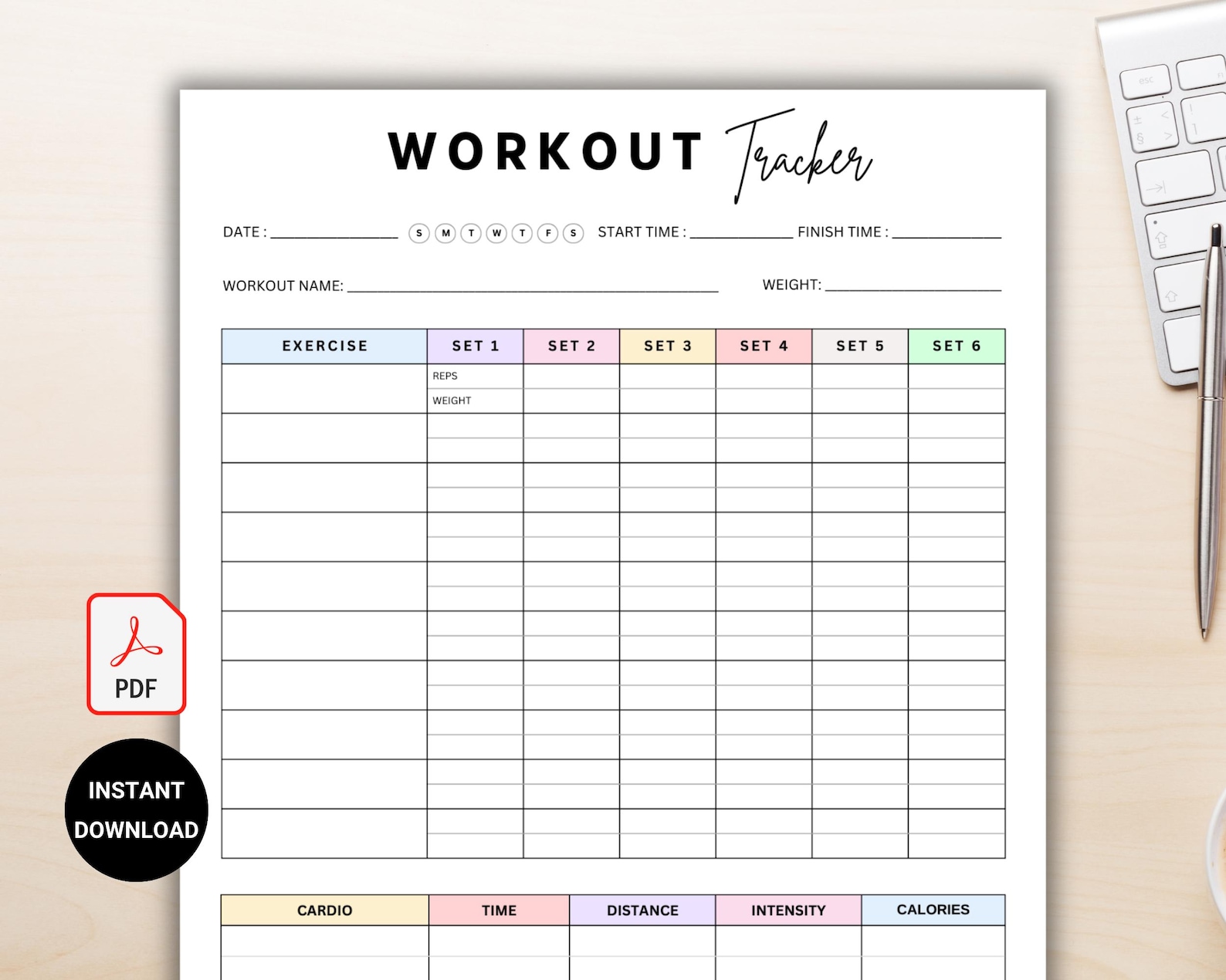 Printable Workout Tracker. Exercise Tracker. Fitness Tracker. Weight ...